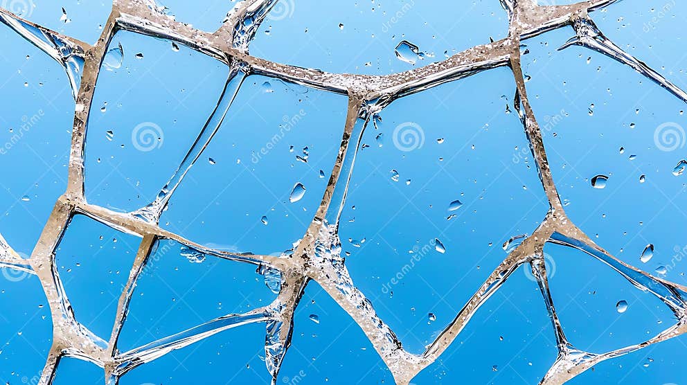 Dramatic Shattered Glass on Wall with Reflections Stock Illustration ...