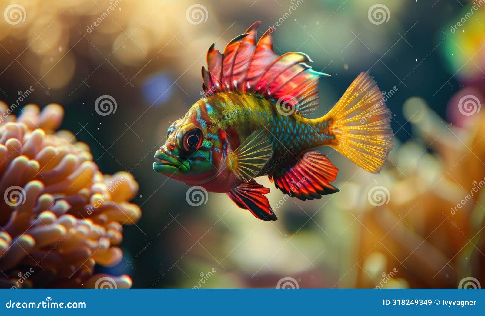 Striking Cockerel Fish in Habitat Stock Image - Image of fish, cichlid ...