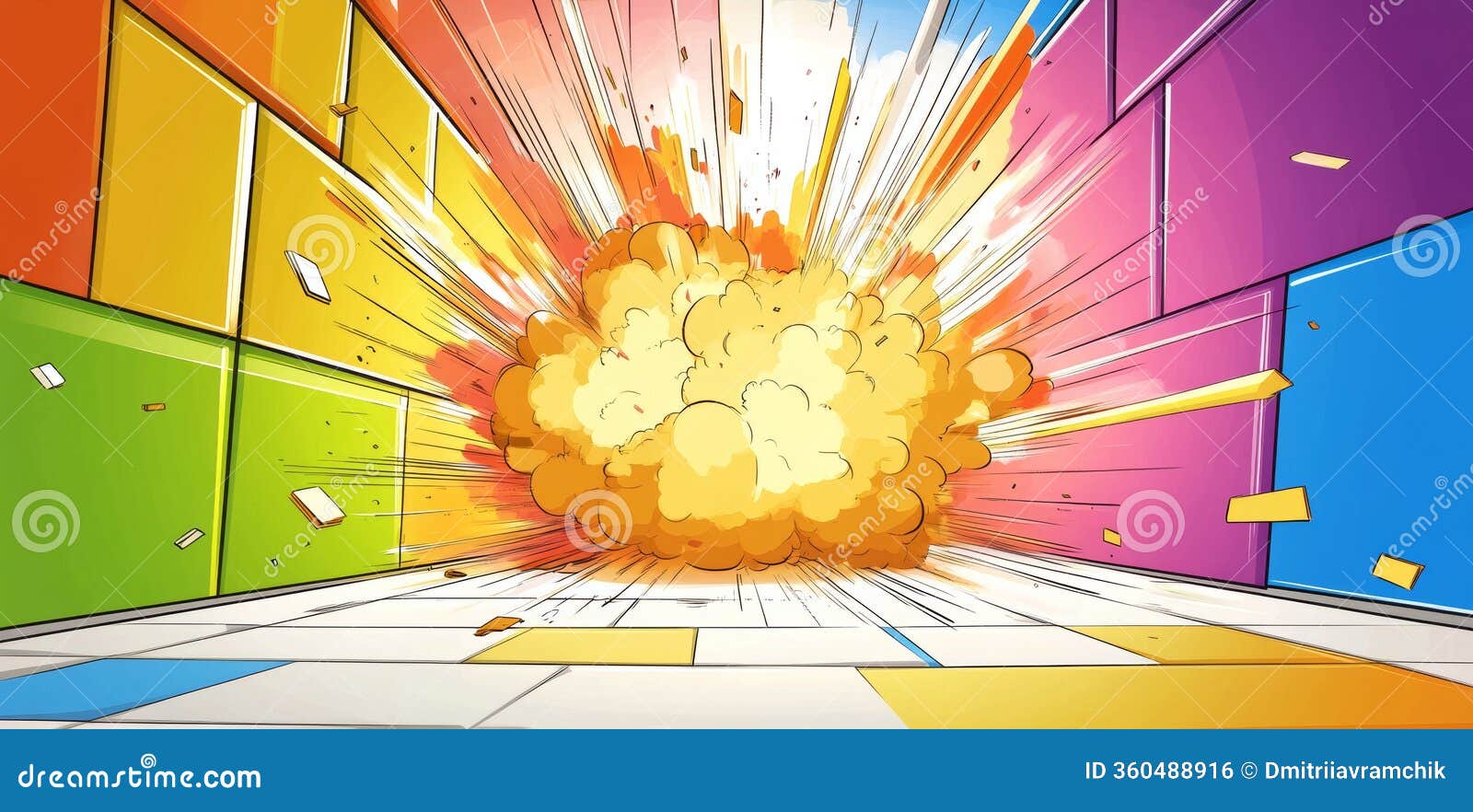 A Striking Comic Scene with Bold Hues and Lively, Animated Design ...