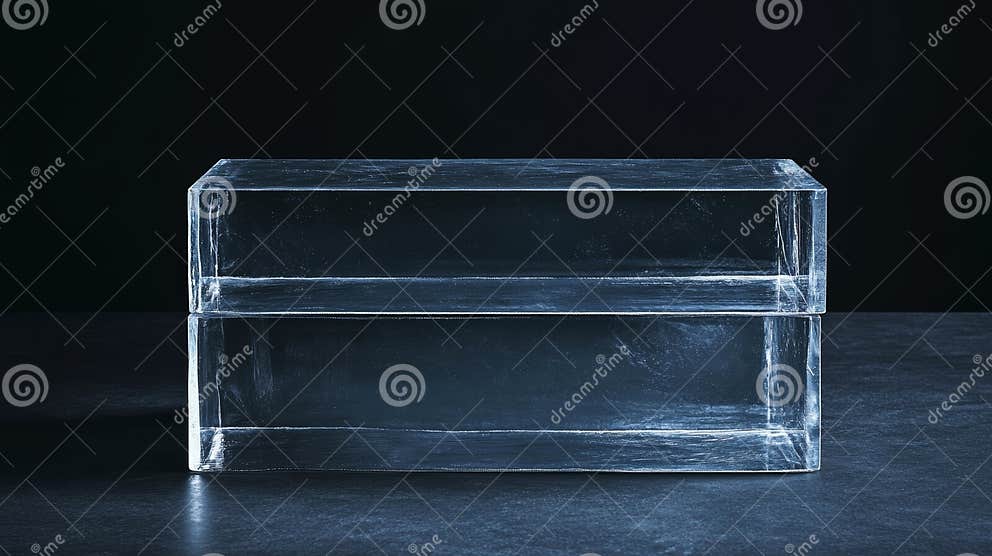 Striking Contrast, a Transparent Rectangular Box Against Black Backdrop ...