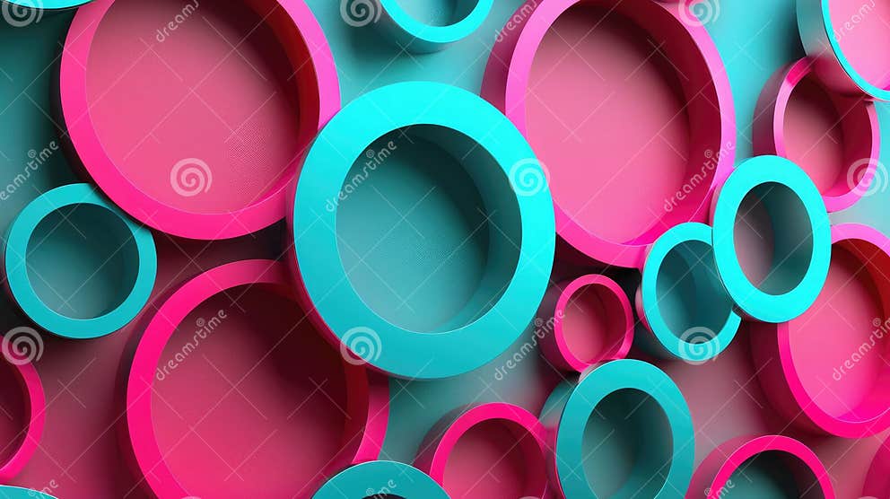 Striking Cyan and Hot Pink in a Bold 3D Geometric Pattern with ...