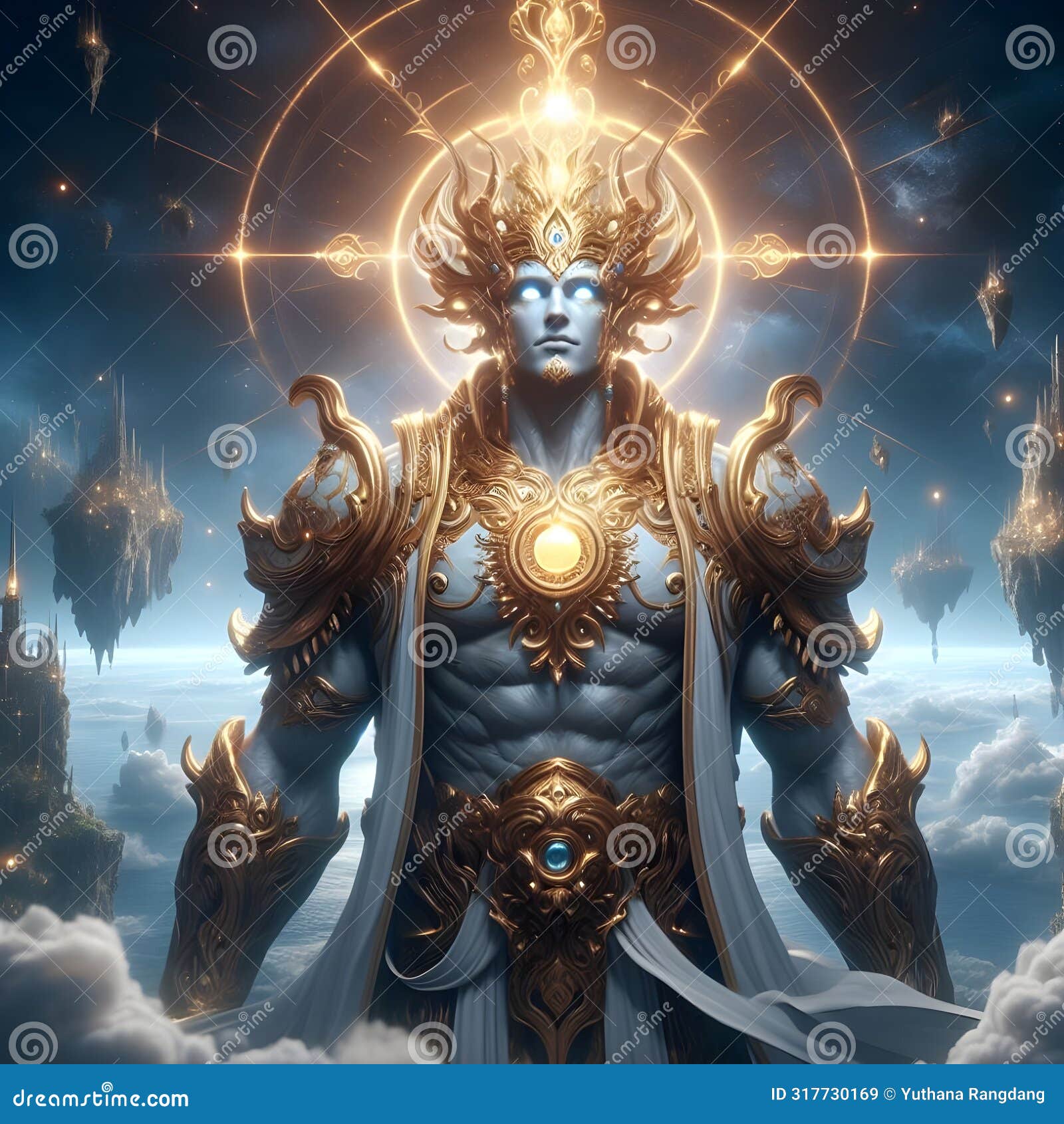 A Striking 3D Render of an Ancient God. Stock Illustration ...