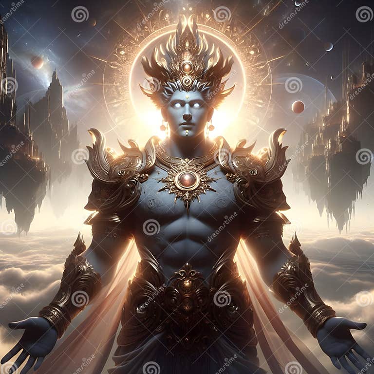 A Striking 3D Render of an Ancient God. Stock Illustration ...