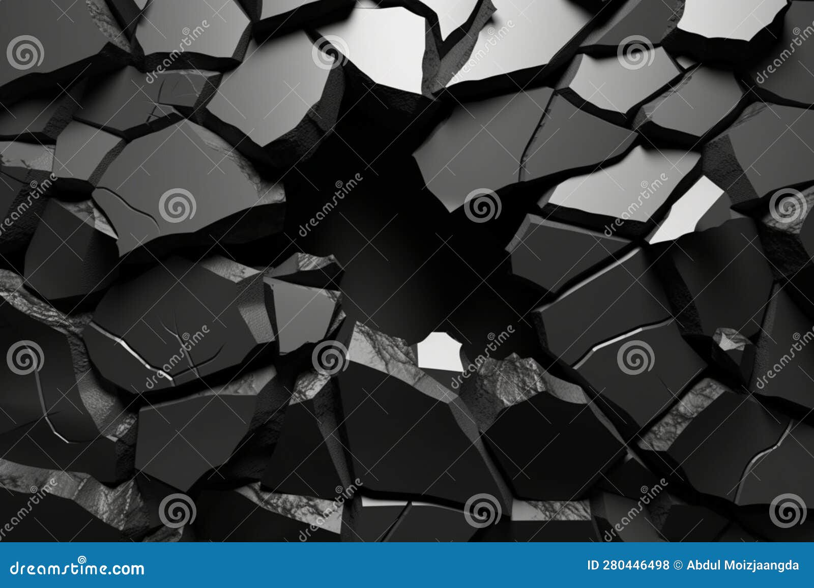 Striking 3D Render of a Broken Black Wall Stock Illustration ...
