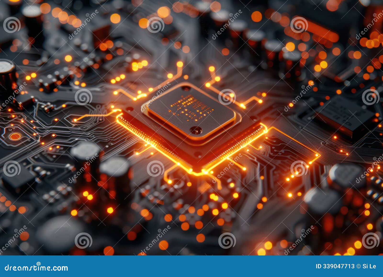 CPU Technology: 3D Render of Circuit Board for Computer Systems Stock ...