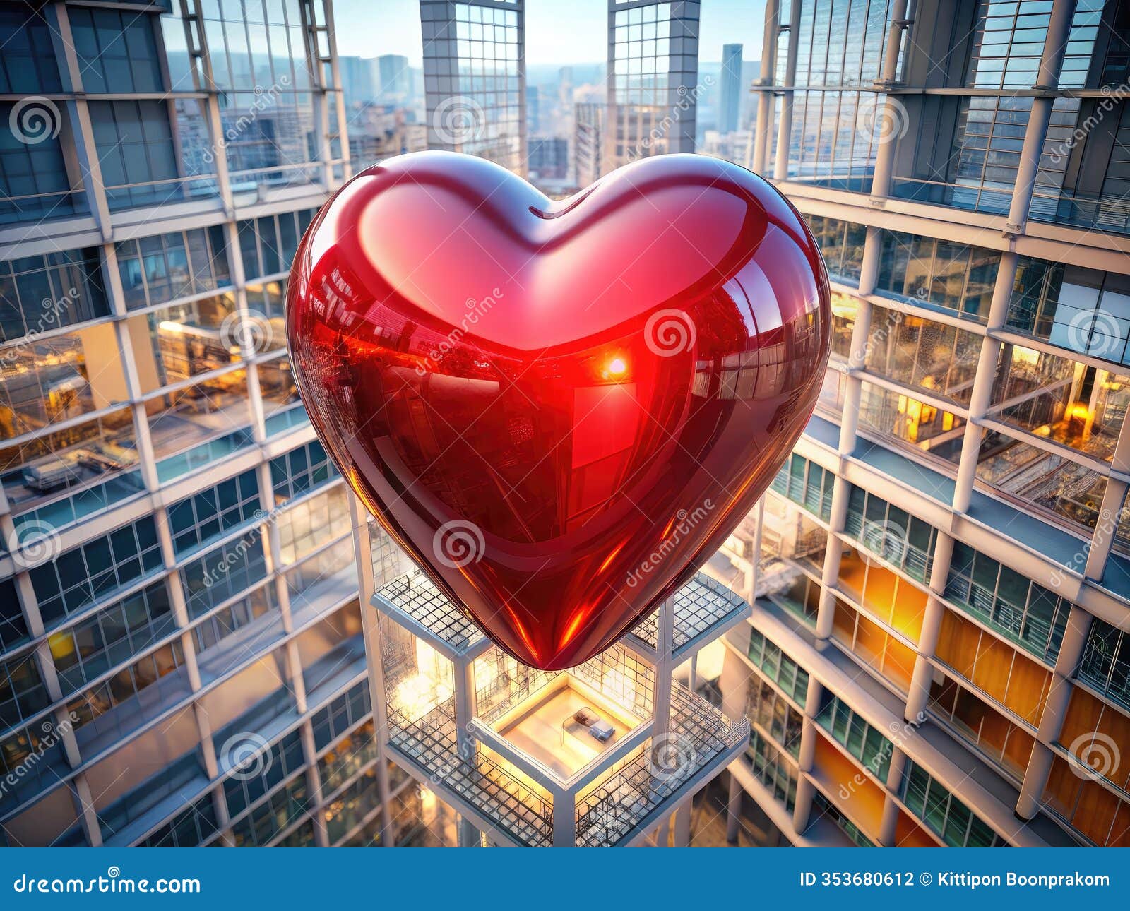 A Striking 3D Rendered Red Heart Architecture Design a Photorealistic ...
