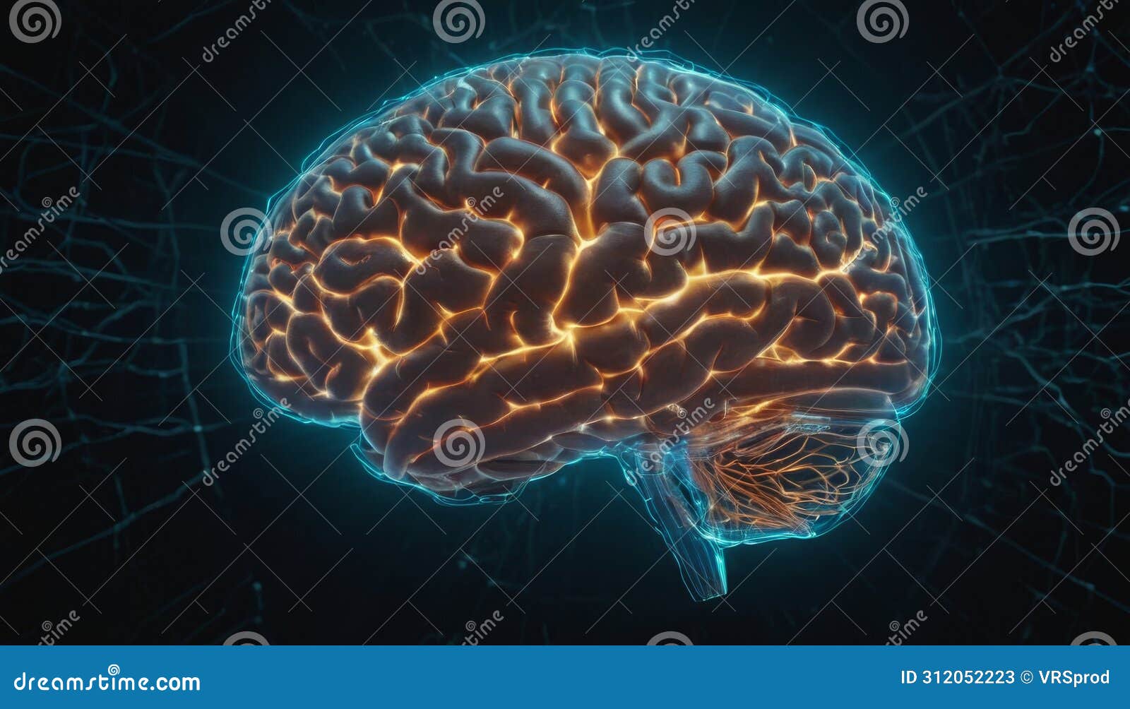 Luminous Human Brain stock illustration. Illustration of brain - 312052223