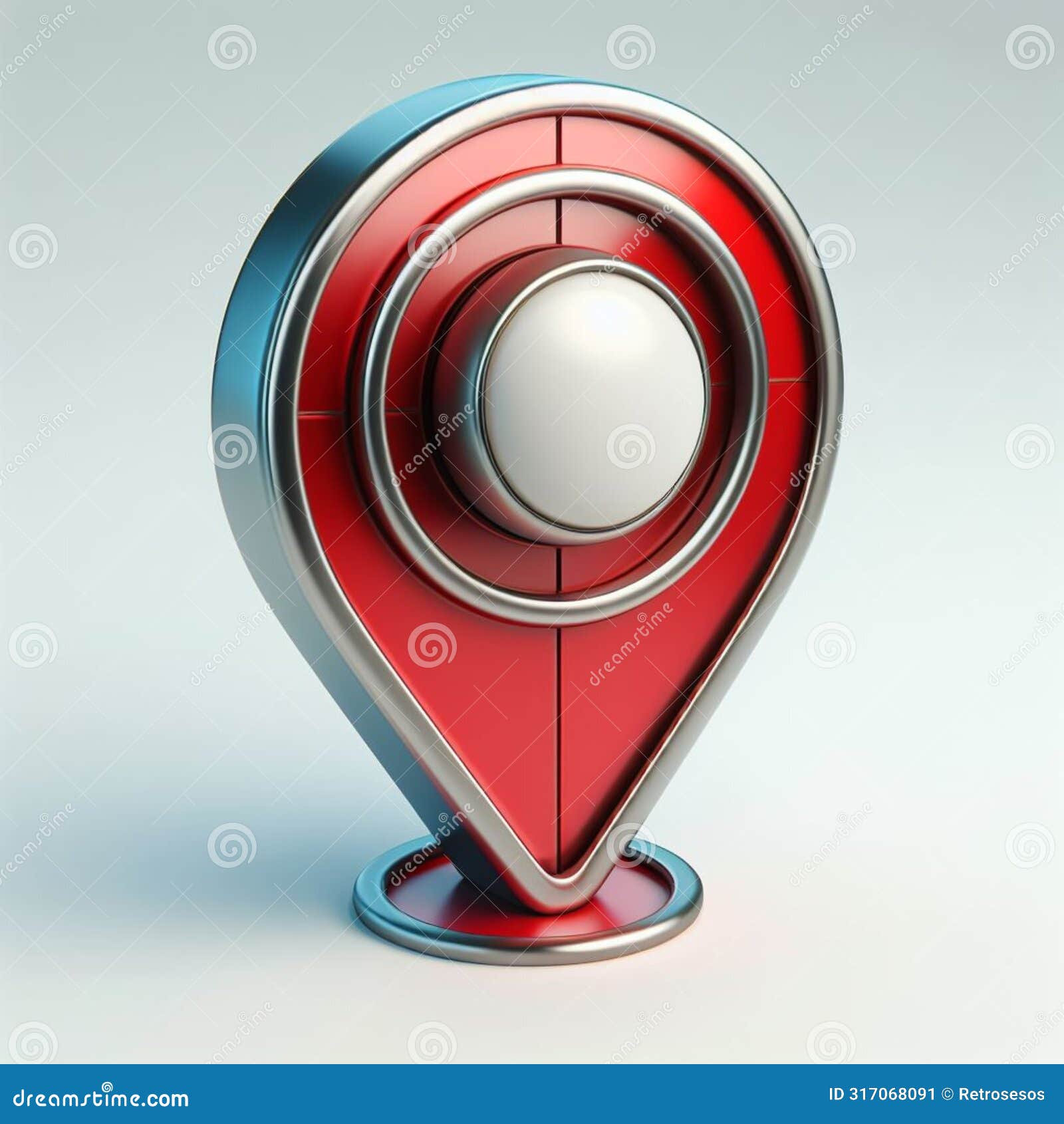 Striking 3d Rendering of a Shiny Red and Silver Location Pin Icon on a ...