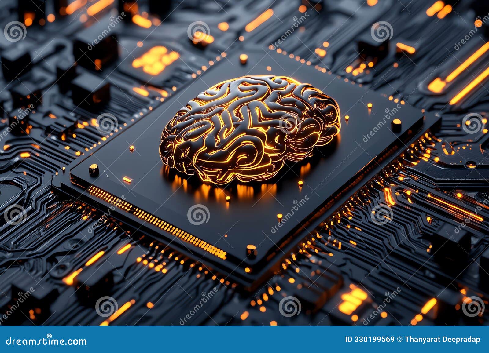 Striking Digital Brain With Intricate Technical Background Showcasing Advancements Royalty-Free ...