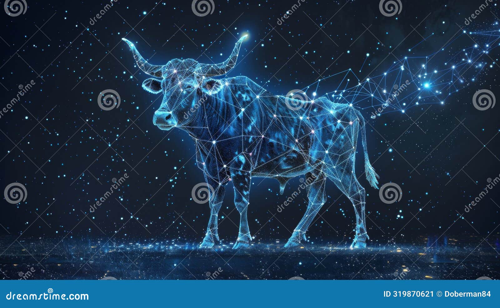 A Striking Digital Depiction of Taurus the Bull in a Starry Night Sky ...
