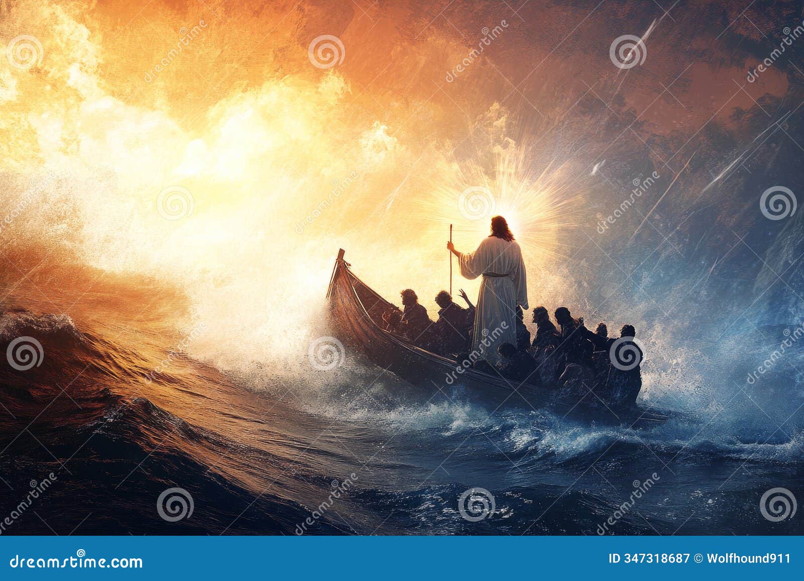 A Striking Digital Painting of Jesus Walking on the Water, with Light ...