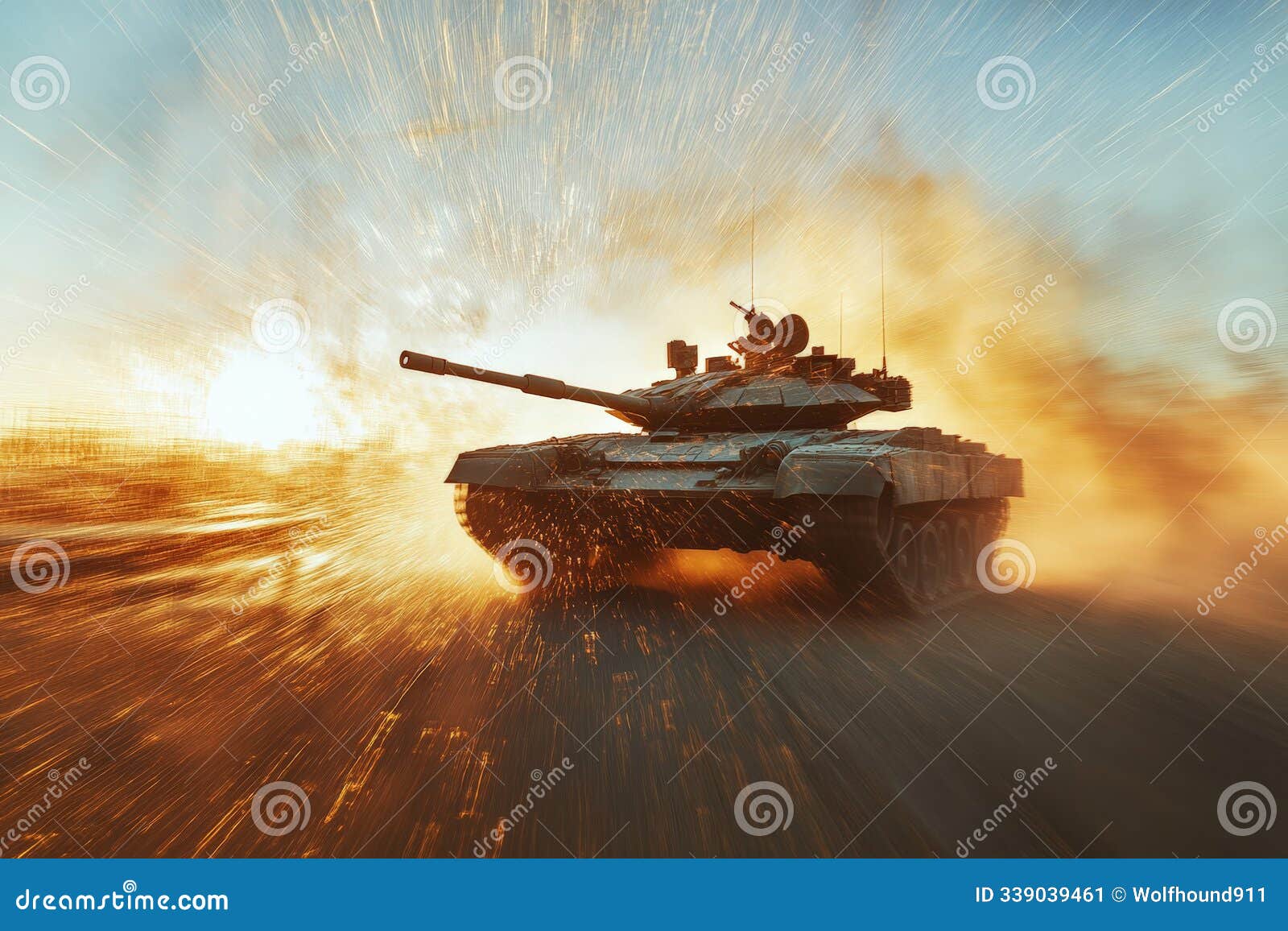 A Striking Double-exposure Shot of a Tank in Motion, Interlaced with ...