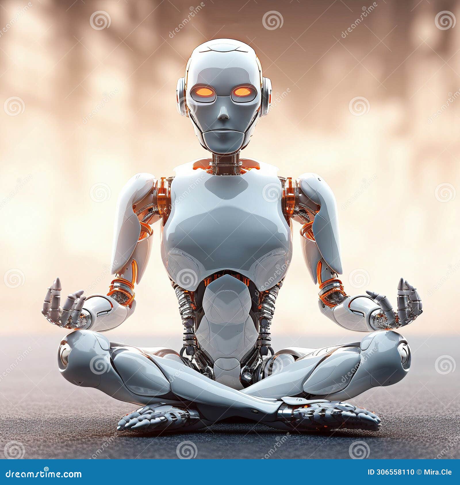 Serene Contemplation of the Future a Robot in Meditation. Generative AI ...