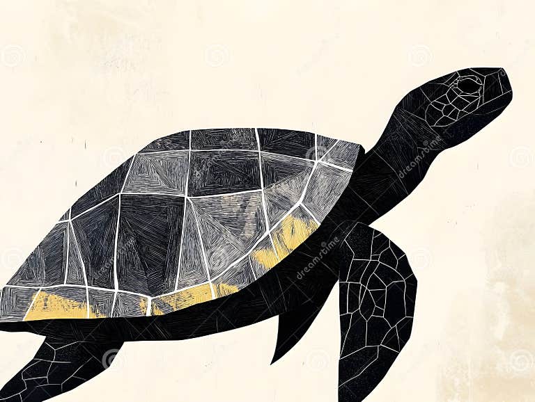 Striking Geometric Turtle Shell with Minimalist High Contrast Aesthetic ...