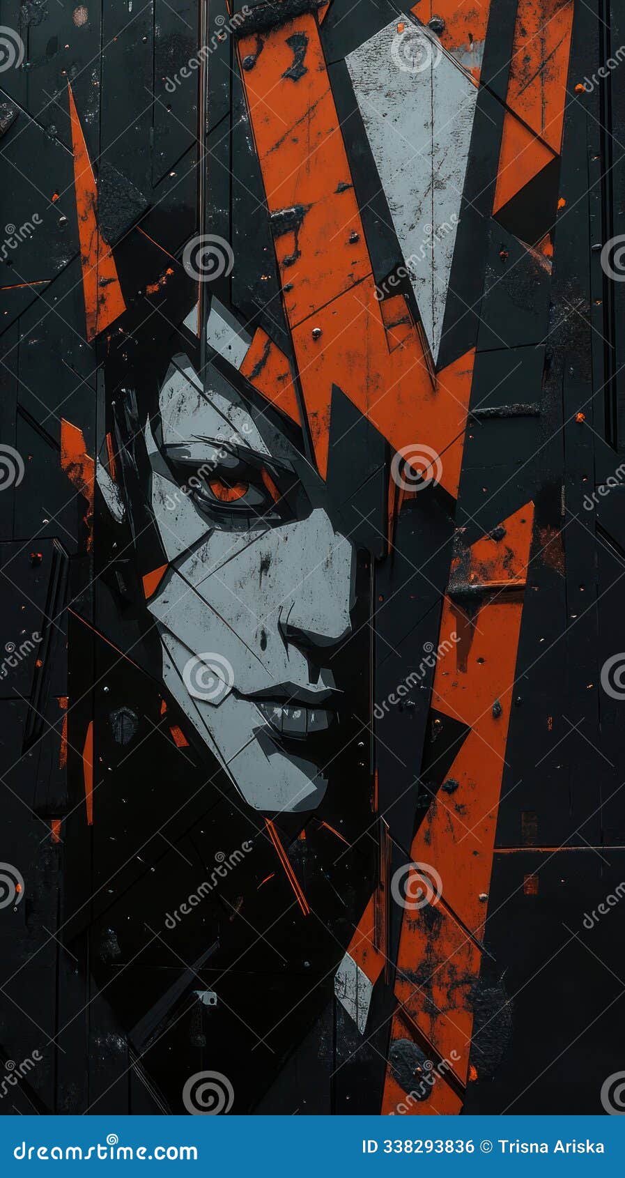 A Striking Graphic Portrait with Angular Shapes and a Bold Color ...