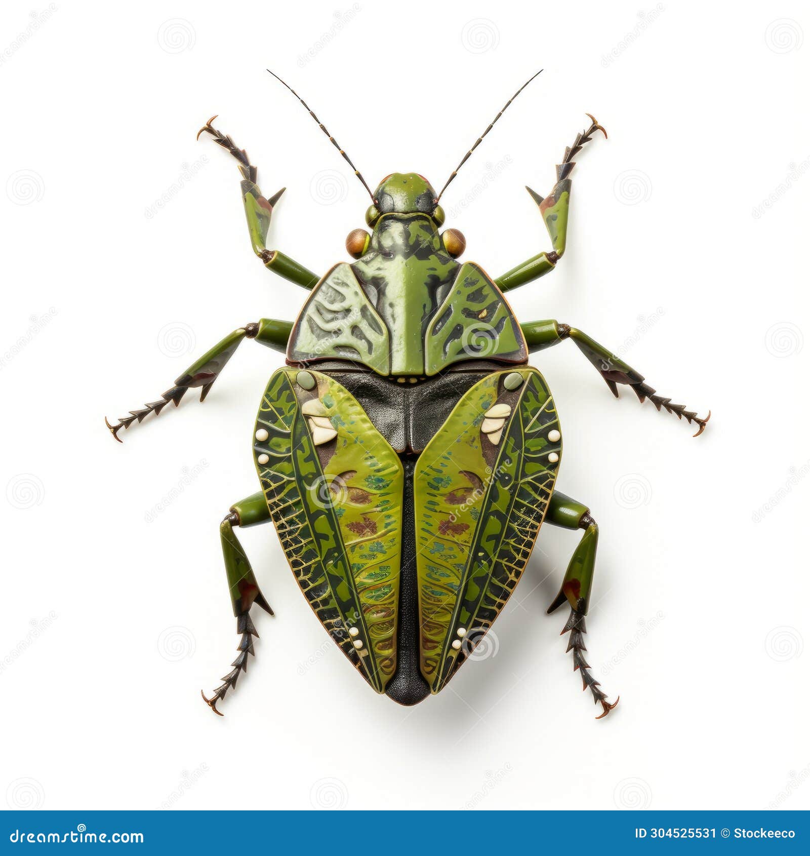 Striking Green Beetle: a 3d Stink Bug in Symmetrical Patterns Stock ...