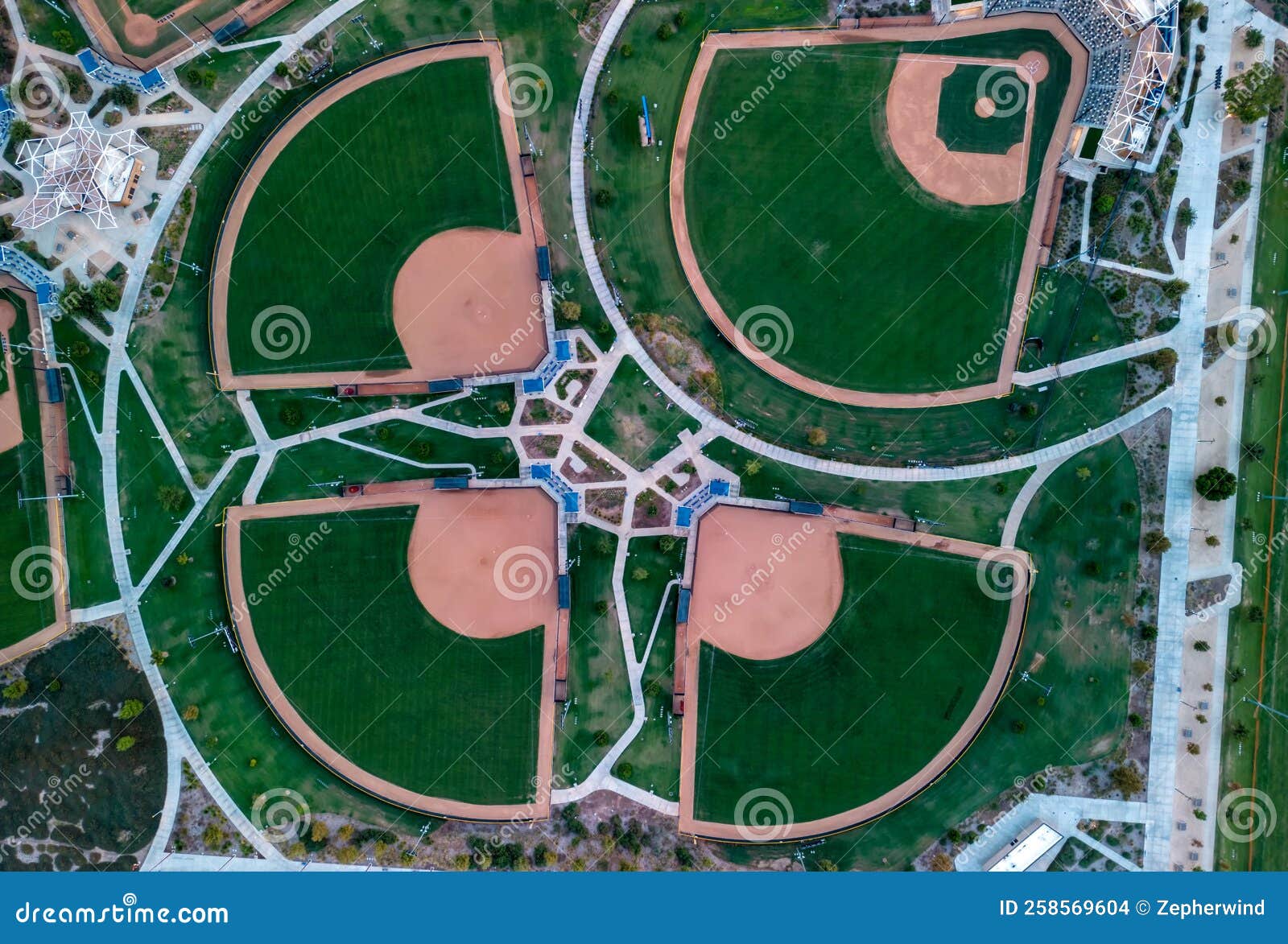 Striking Green Colored Baseball Diamonds Stock Photo - Image of form ...