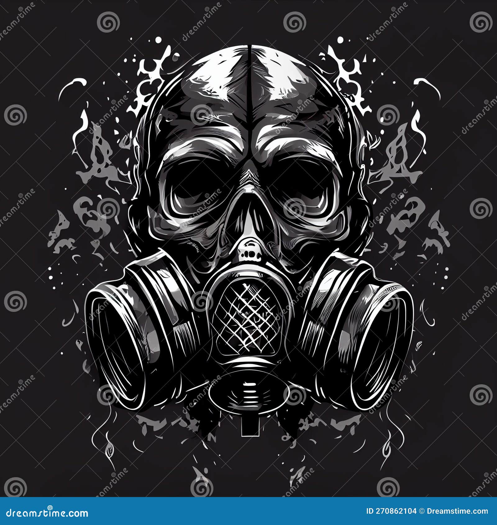 Skull in gas mask stock illustration. Illustration of font - 270862104