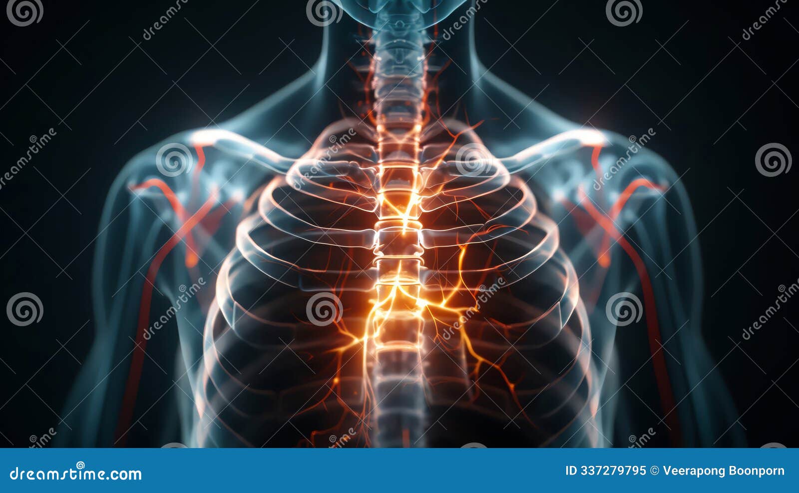 A Striking Illustration of the Human Torso Highlighting the Rib Cage ...