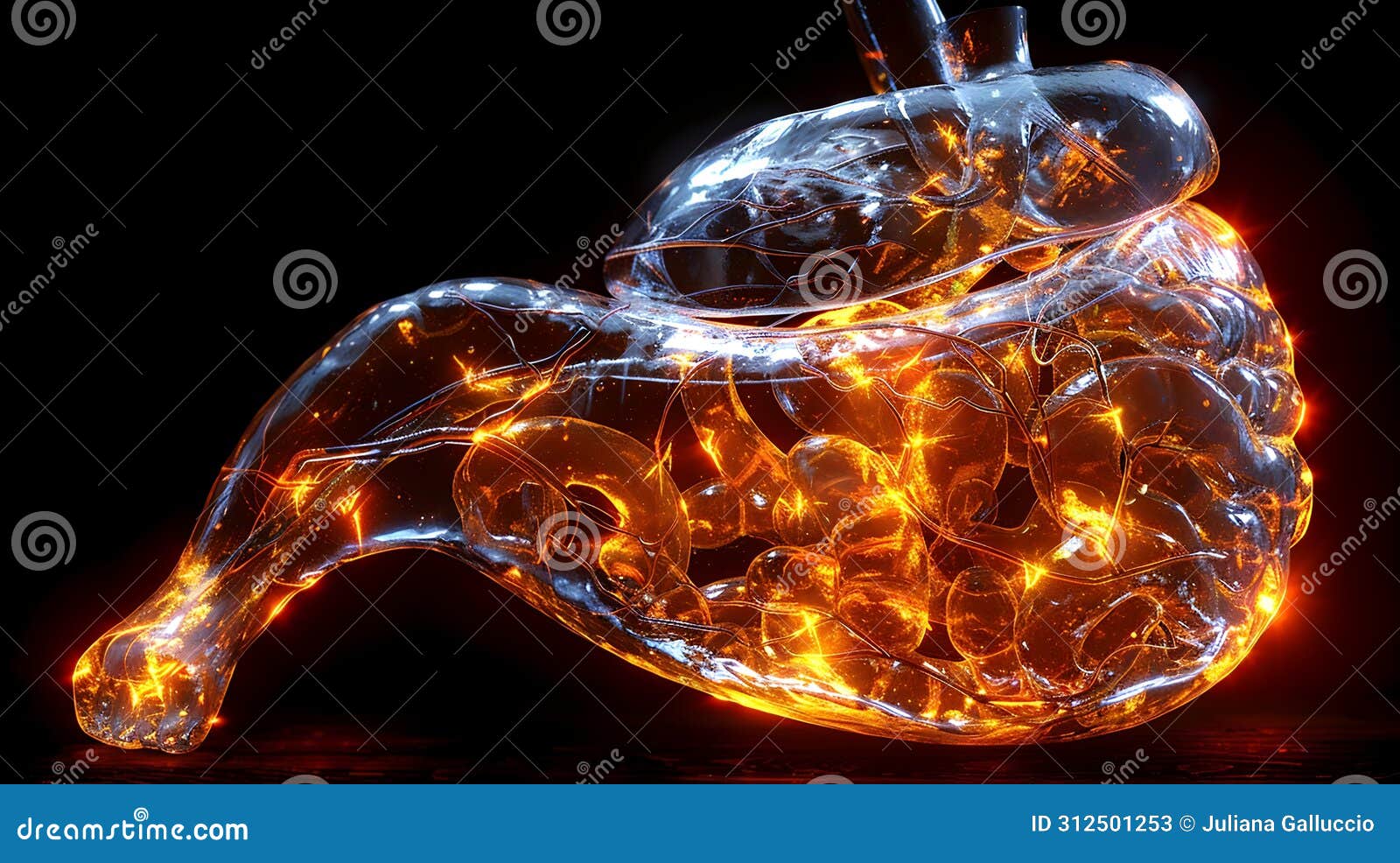 Neon Human Digestive System with Orange Light in Digestive System Stock ...