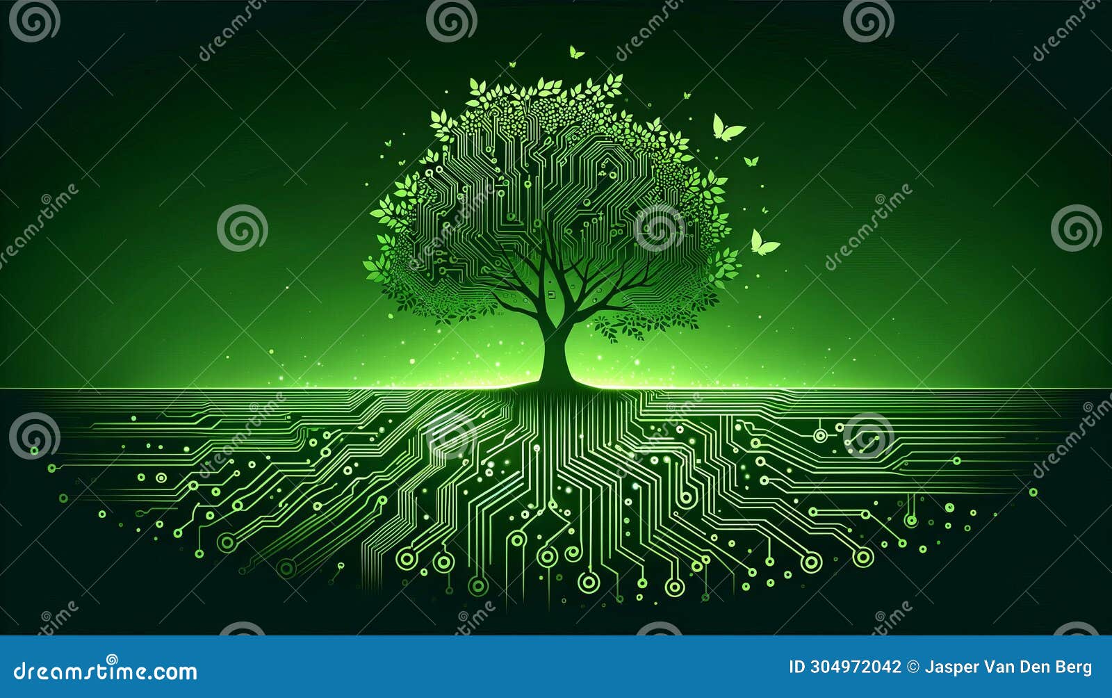 Digital Nature Fusion, Eco Technology Concept Stock Illustration ...