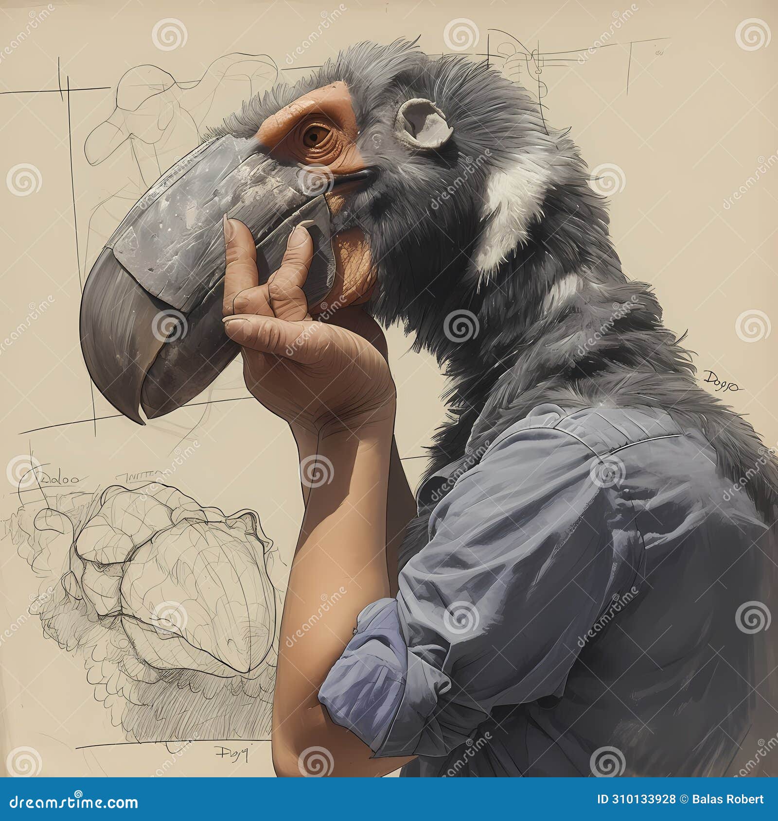 Pensive Parrot Ponder, Illustration Art Stock Illustration ...