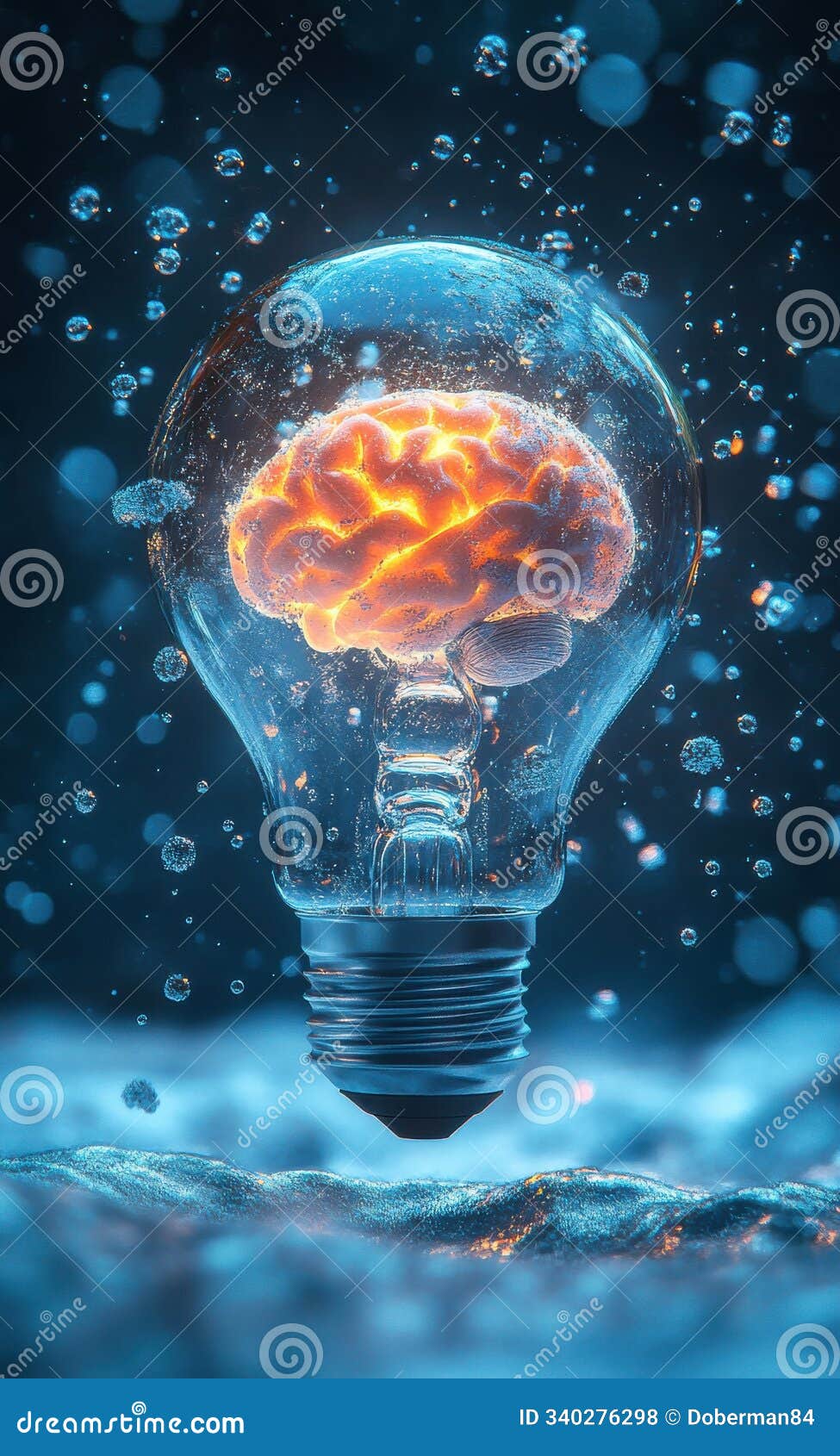 Conceptual Image of a Glowing Brain Inside a Light Bulb Symbolizing ...