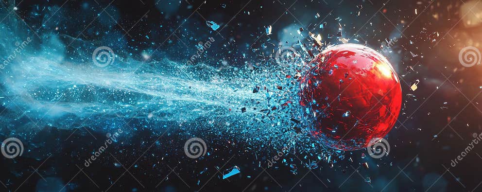 Dynamic Collision of a Red Sphere with a Blue Energy Beam Stock Image ...