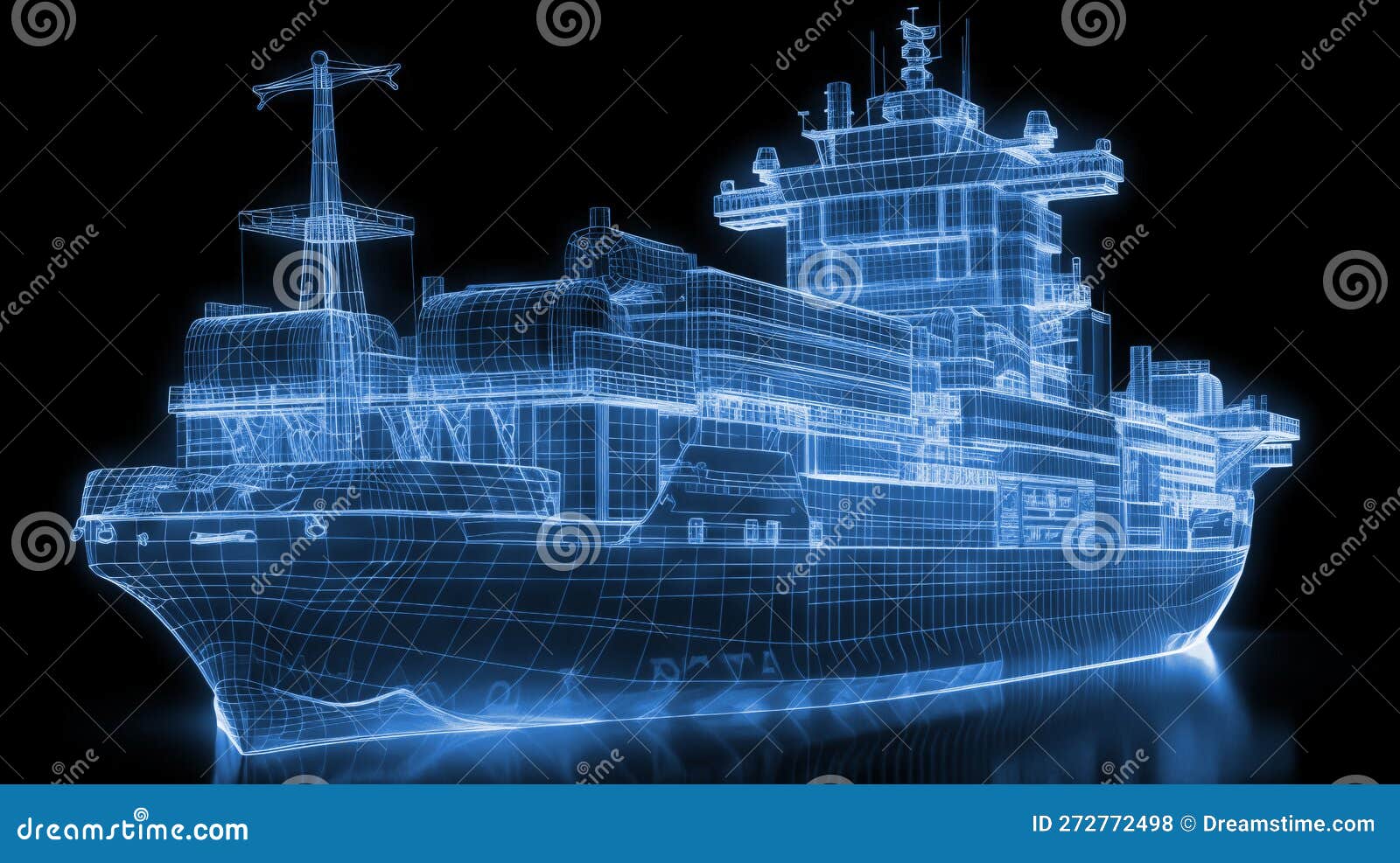 Glowing Wireframe of a Massive Container Ship Transporter Stock ...