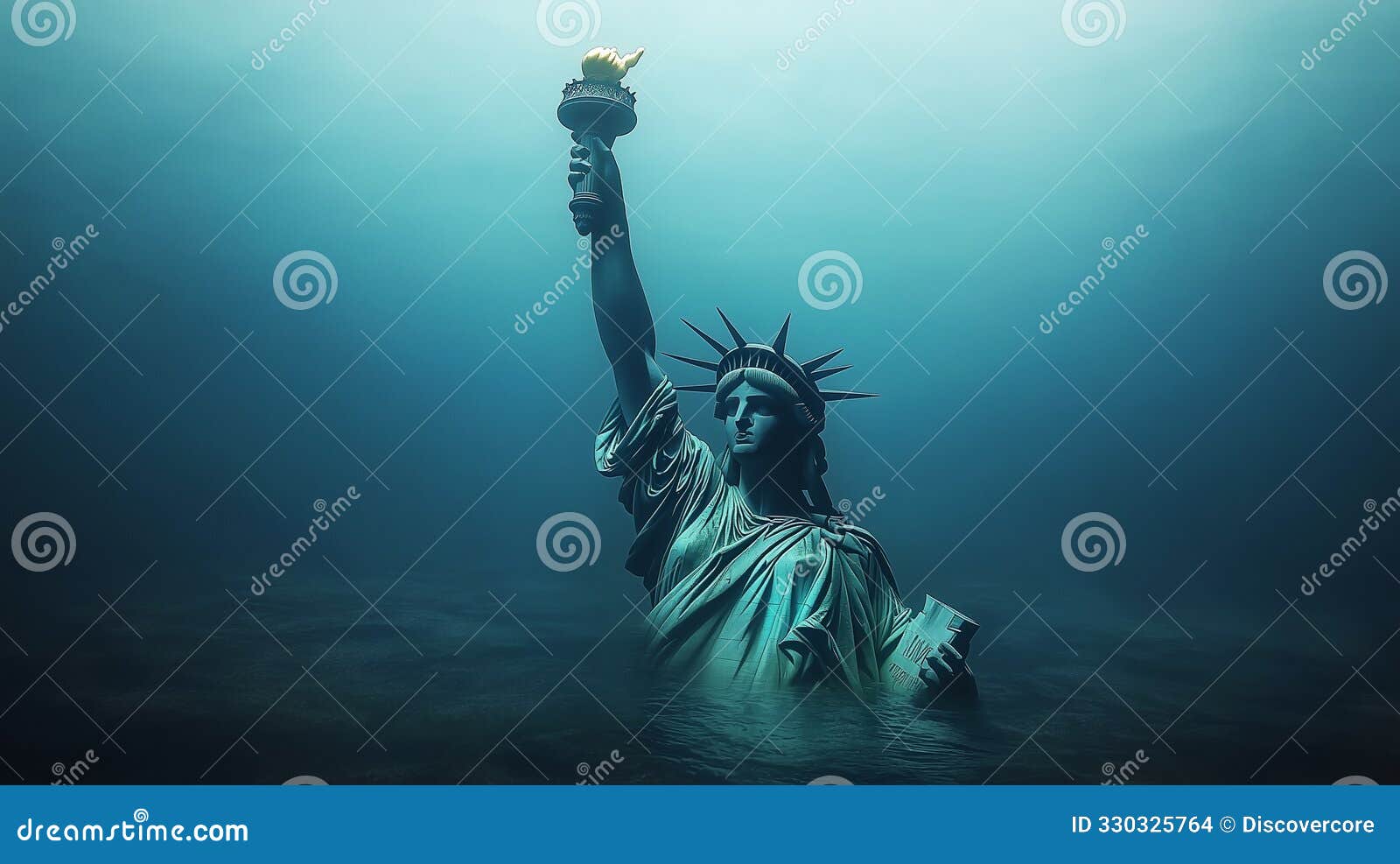 Sunken Statue of Liberty - Climate Change Conceptual Image Stock ...