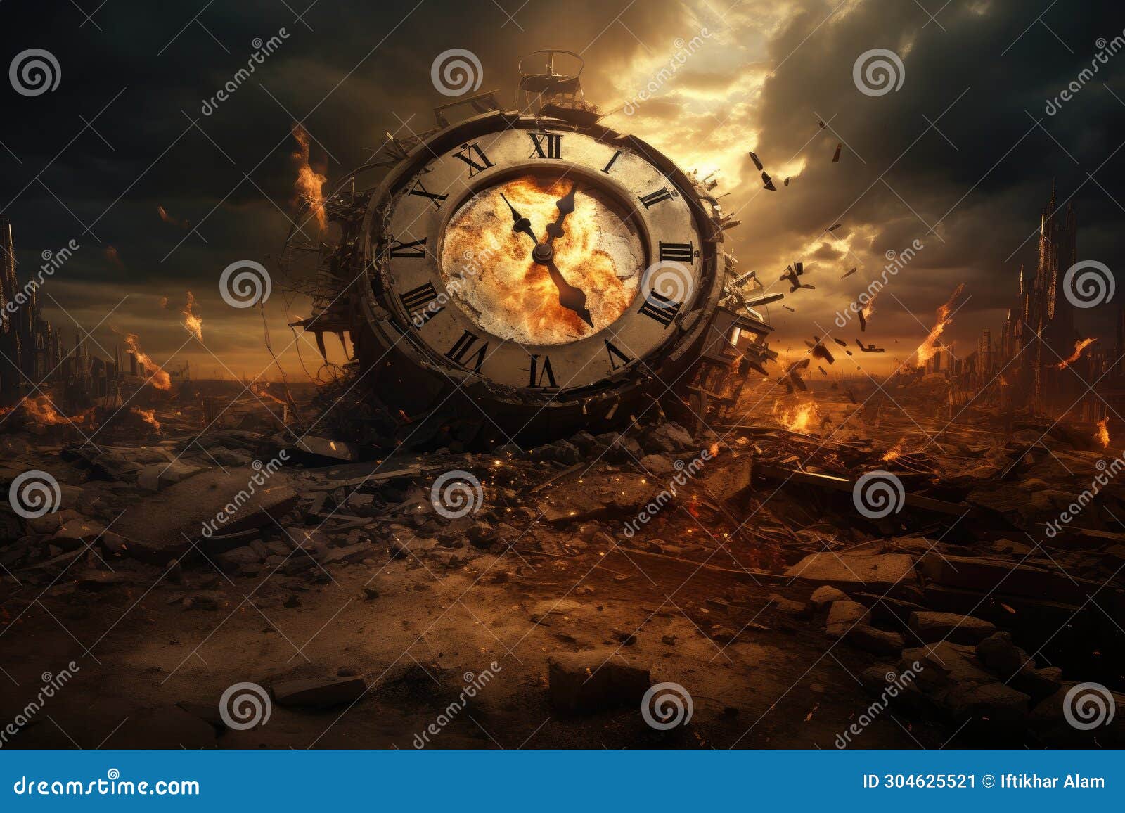A Striking Image Displaying a Sizable Clock Precariously Perched Atop a ...
