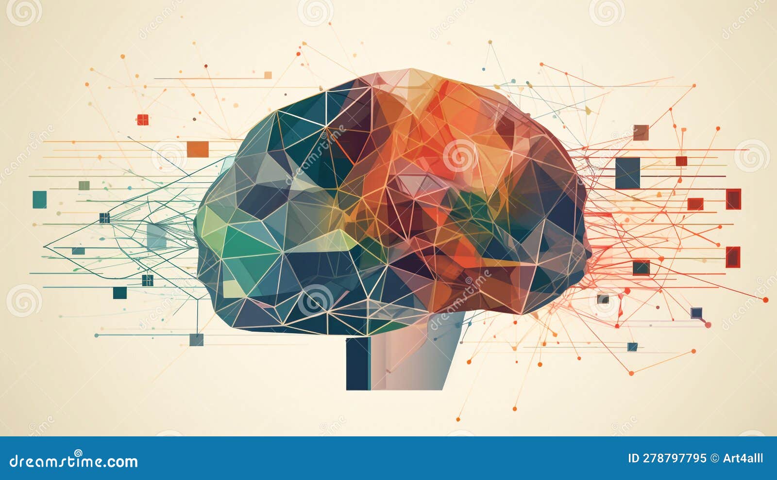 Abstract Colorful Human Brain. Generative AI. Stock Illustration ...