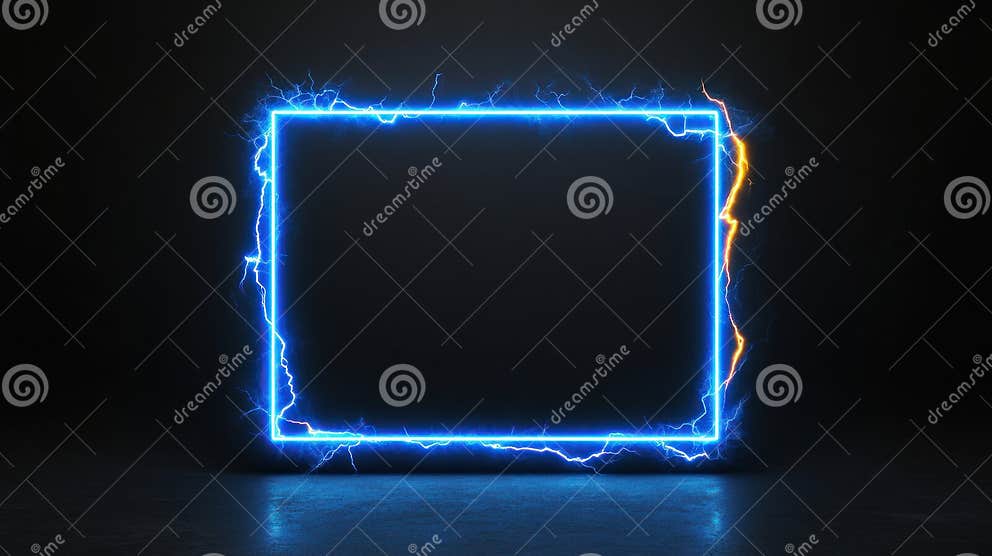 Electric Blue Lightning in a Dynamic Rectangular Frame on Black ...