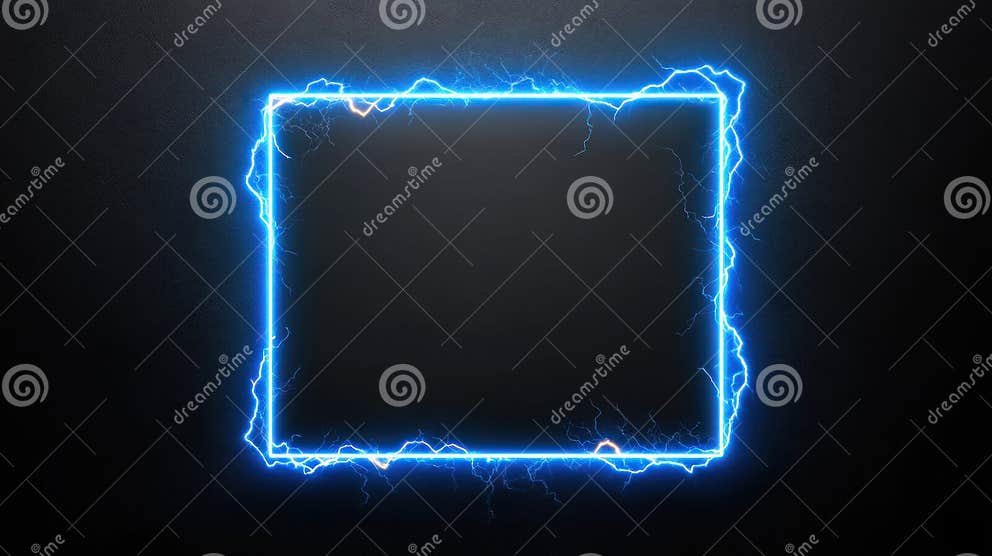 Electric Blue Lightning in a Dynamic Rectangular Frame on Black ...