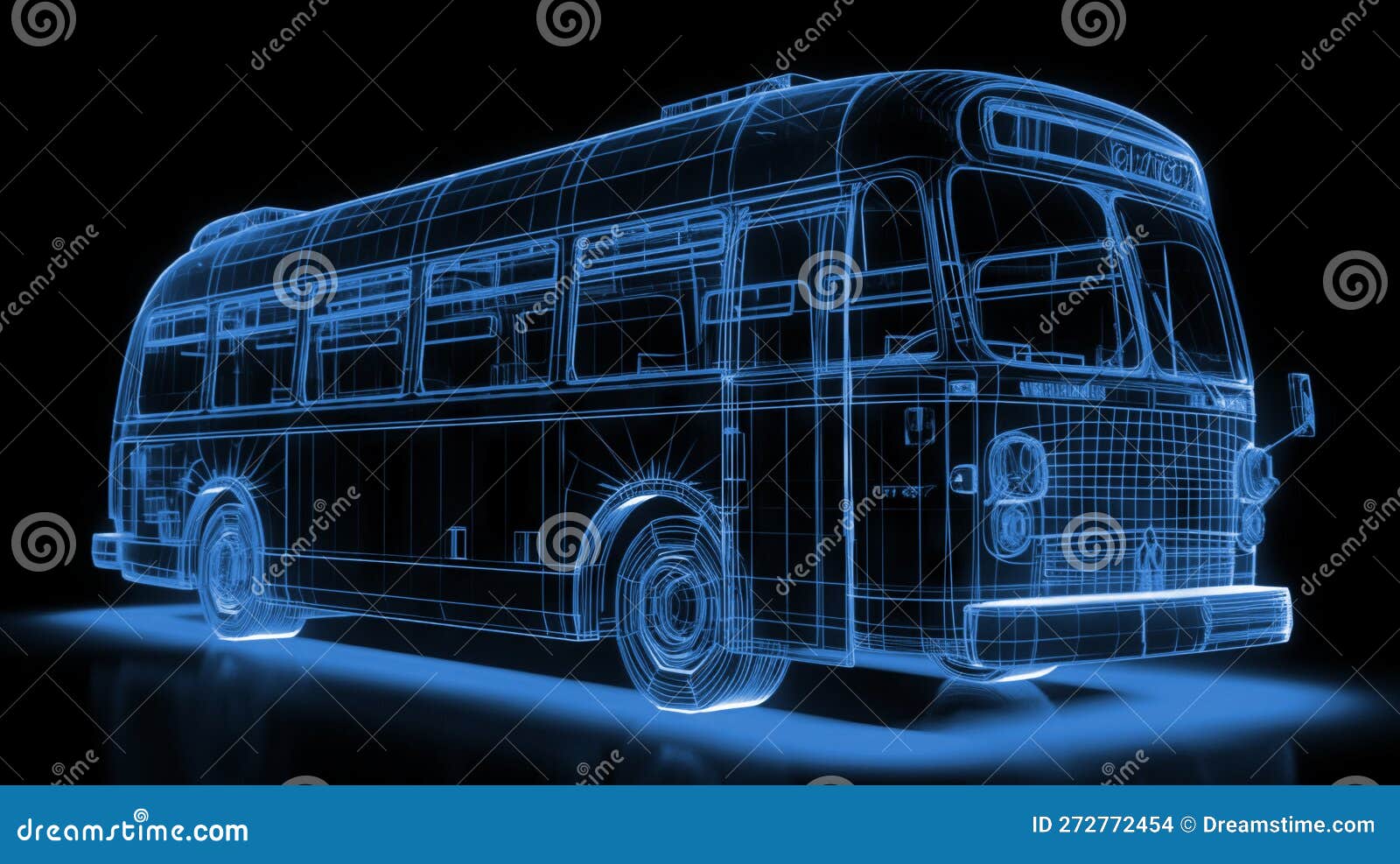 Glowing Wireframe of a City Bus: Technical and Futuristic Stock Photo ...