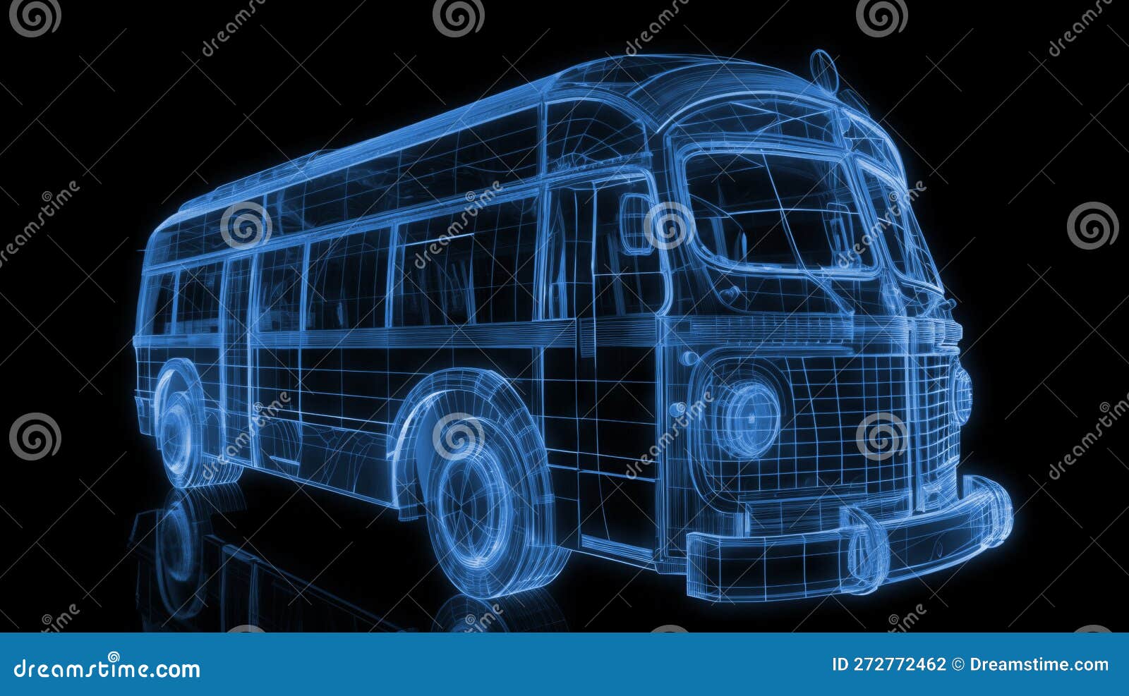 Glowing Wireframe of a City Bus: Technical and Futuristic Stock ...