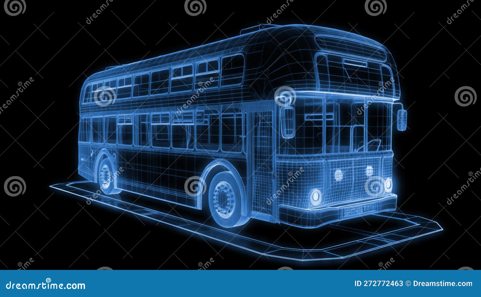 Glowing Wireframe of a City Bus: Technical and Futuristic Stock Image ...