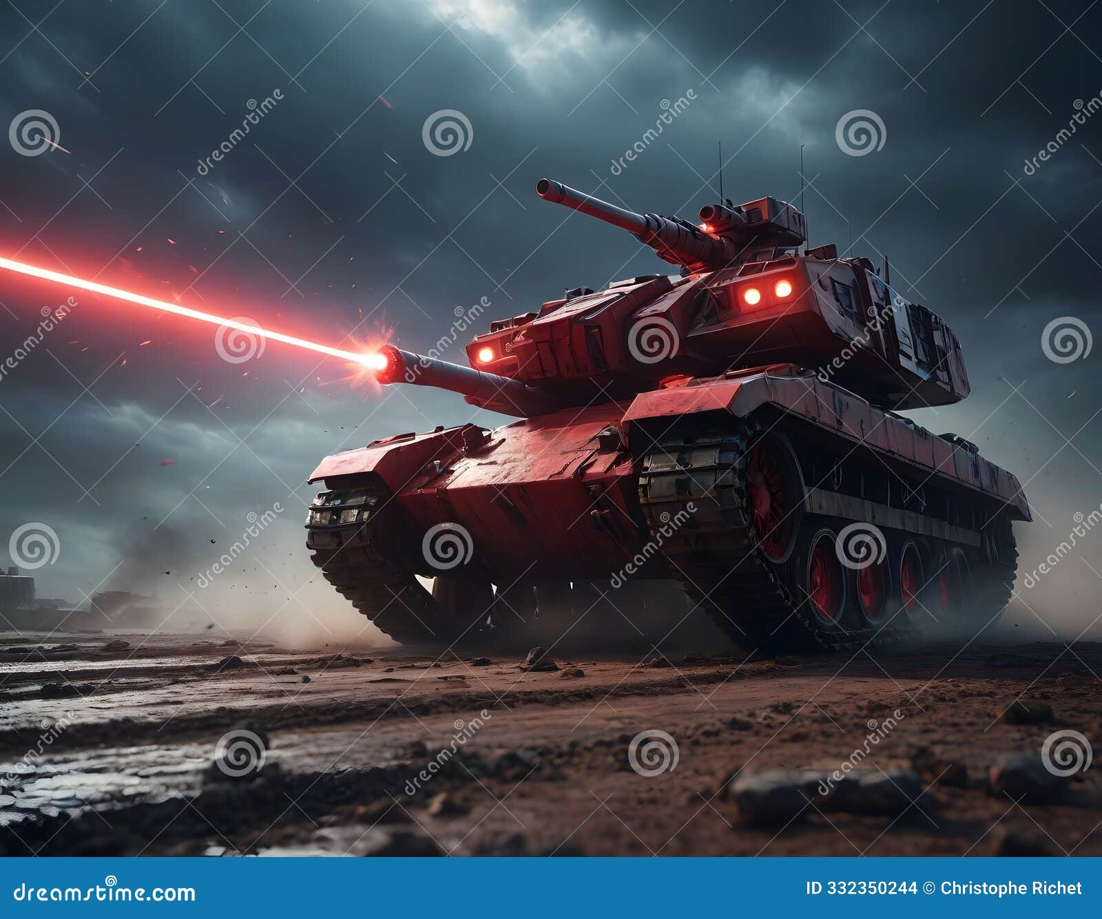Assault Tank Armed with a Red Laser Beam. Stock Illustration ...