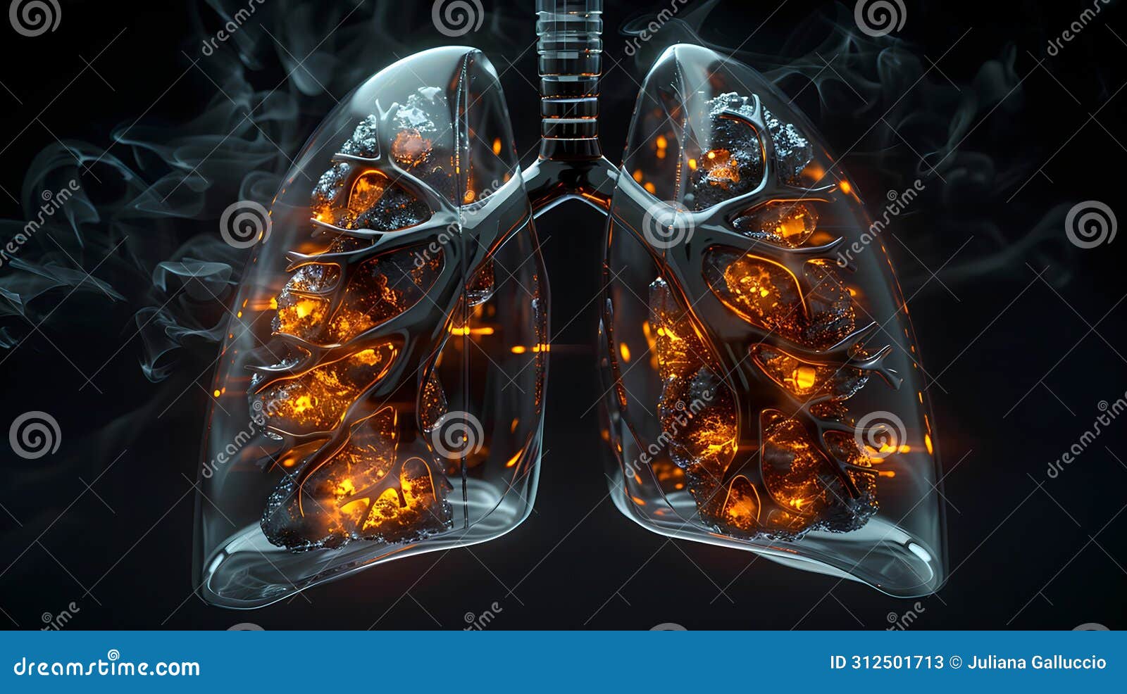 Neon Human Lungs Representation with Orange Light Stock Image - Image ...