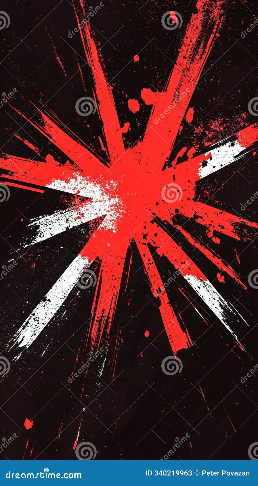 Abstract Red and White Explosion on Black Background Stock Illustration ...