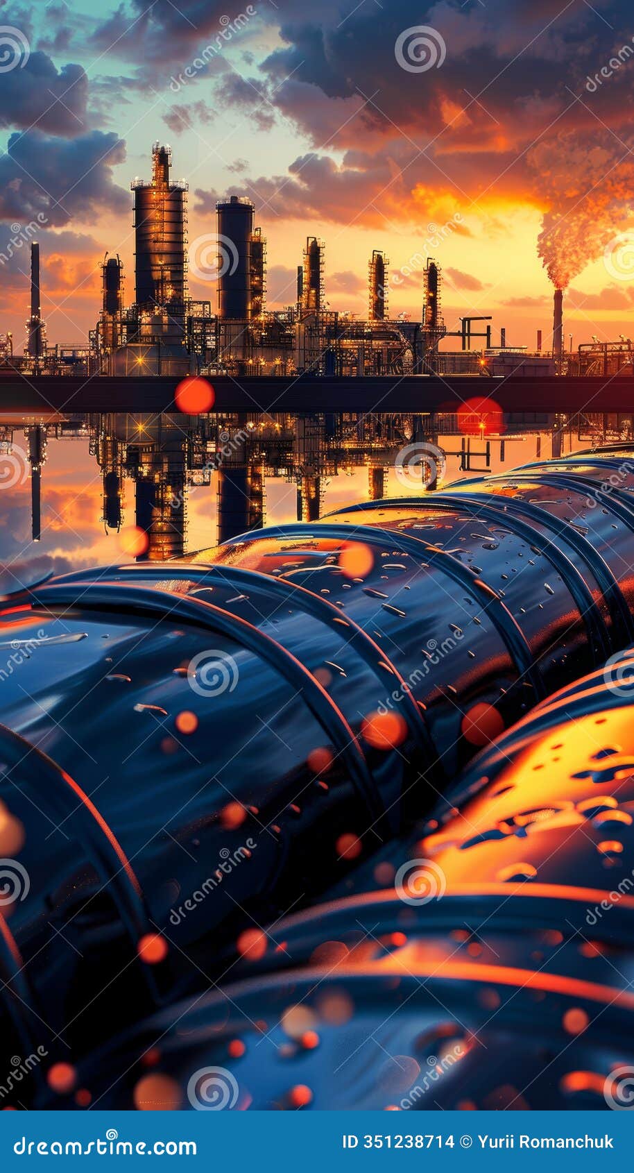 Striking Image of Oil Barrels with Refinery Background Symbolizing ...