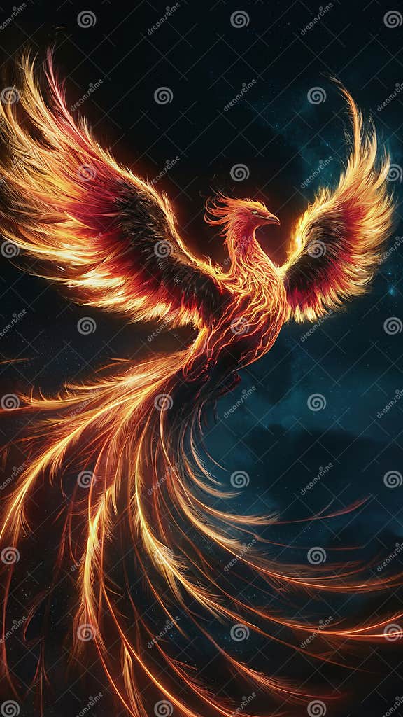 Striking Image of Phoenix Firebird Rising into Sky in Rays of Setting ...