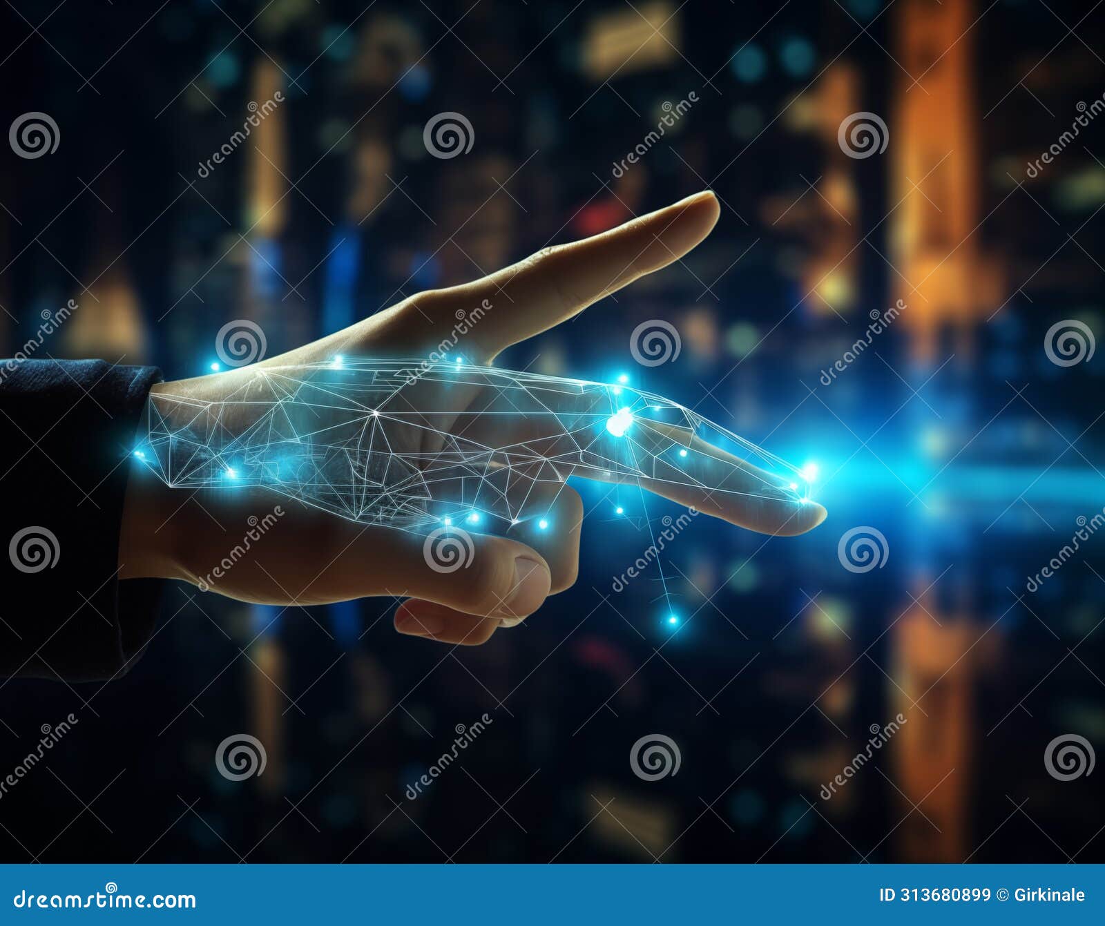 Digital Technology, Internet Network Connection Concept. Finger ...