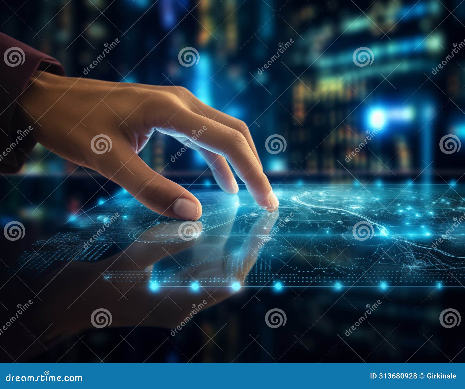 Digital Technology, Internet Network Connection Concept. Finger ...