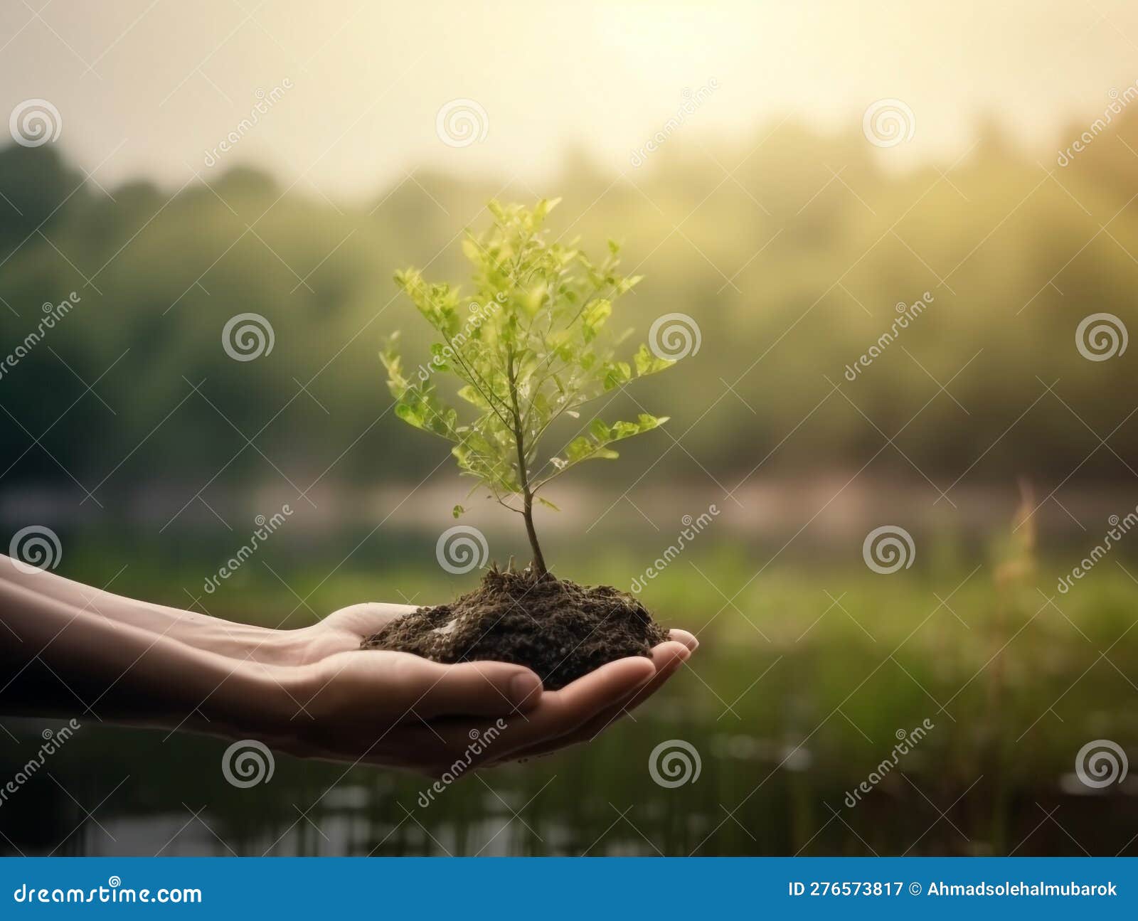 A Tree Grows on Hand, Forest Conservation Concept Stock Illustration ...