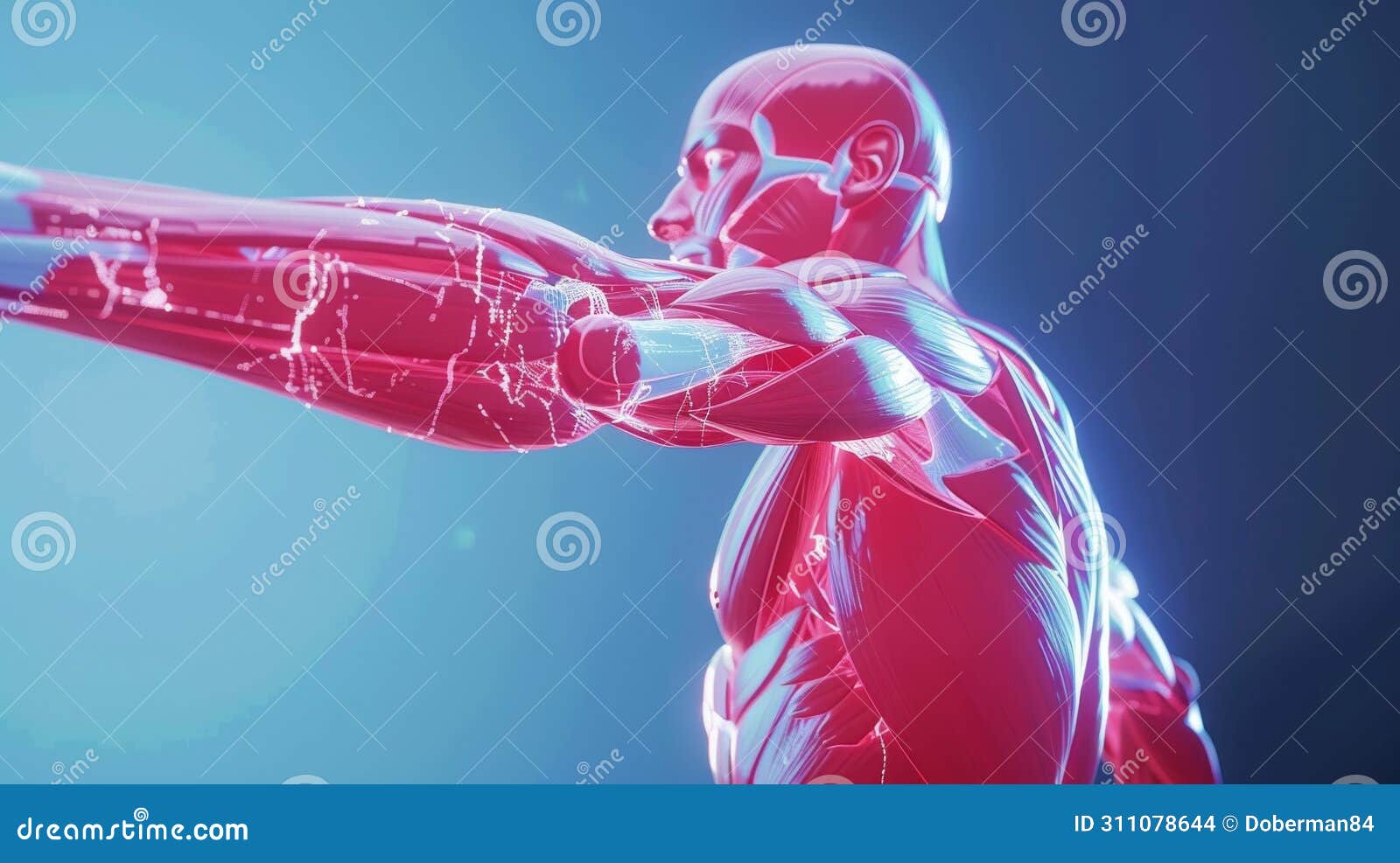 3D Holographic Representation Showcasing Human Anatomy, Focusing on ...