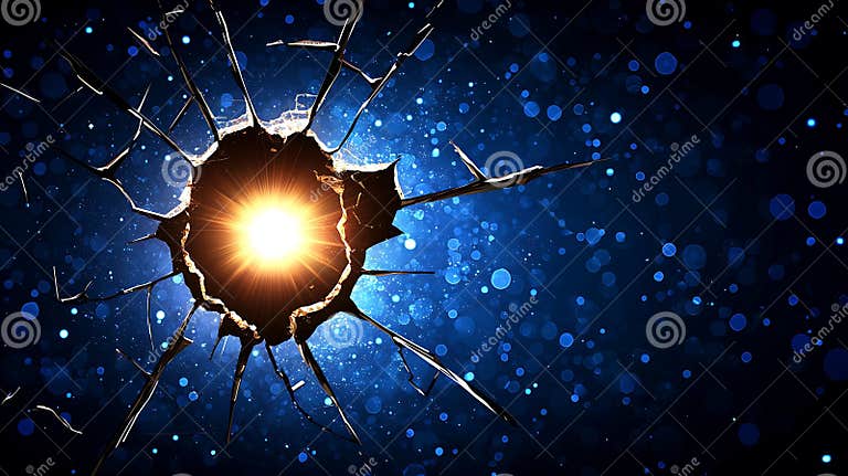 Dramatic Shattered Glass Effect with Bright Light Stock Illustration ...