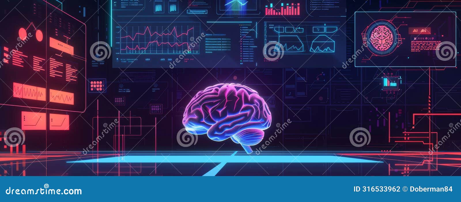 Futuristic Brain Visualization in a Digital Environment Reflecting ...