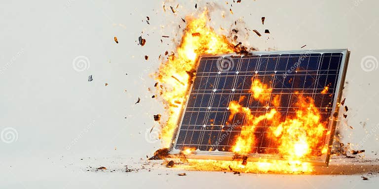A Striking Image of a Solar Panel Engulfed in Flames. this Dramatic ...