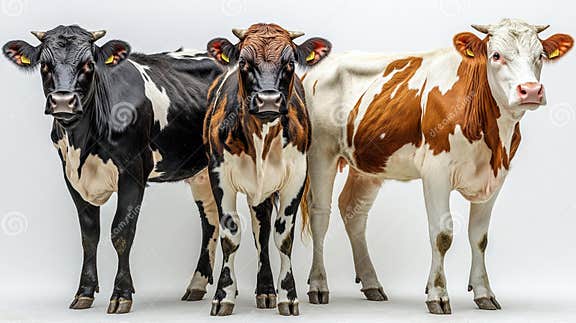 Three Cows in Line Generative AI Stock Illustration - Illustration of ...